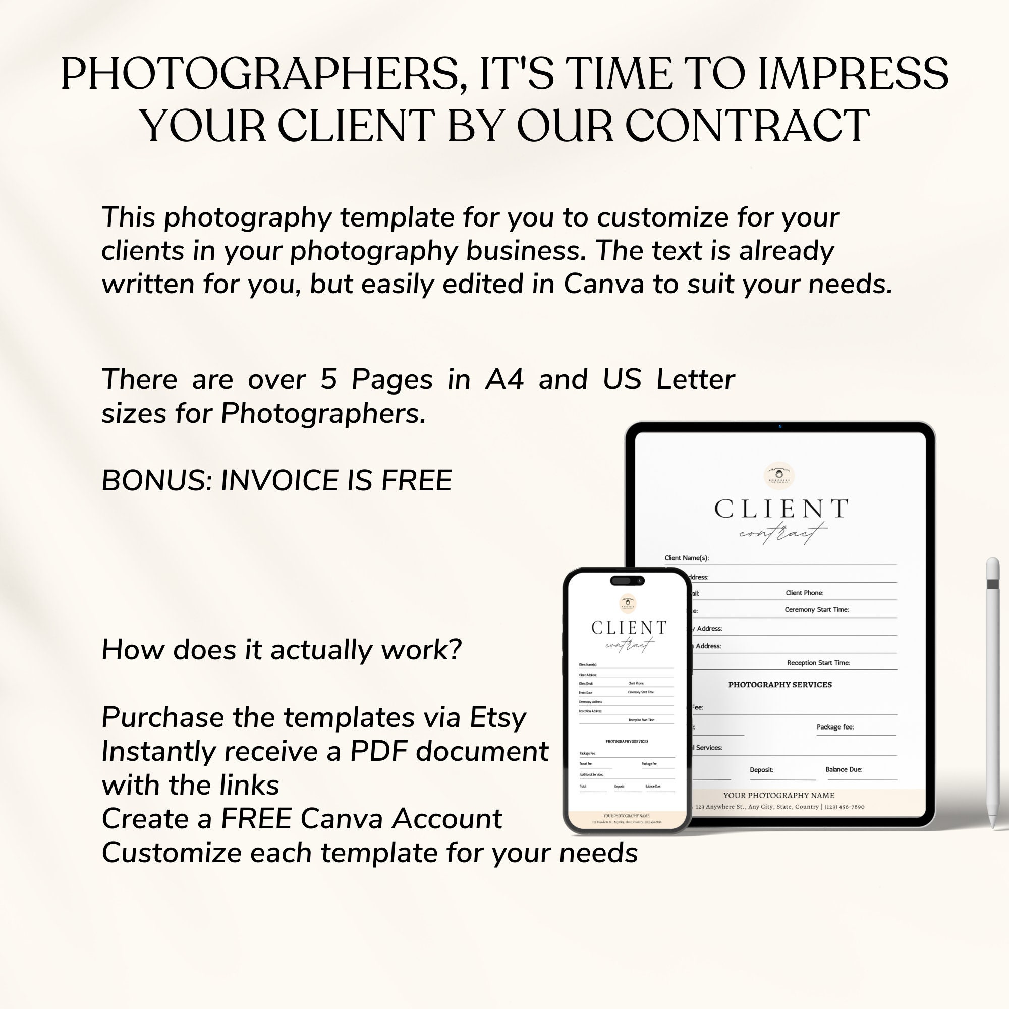Photography Client Contract Template Photography Forms Client Agreement ...