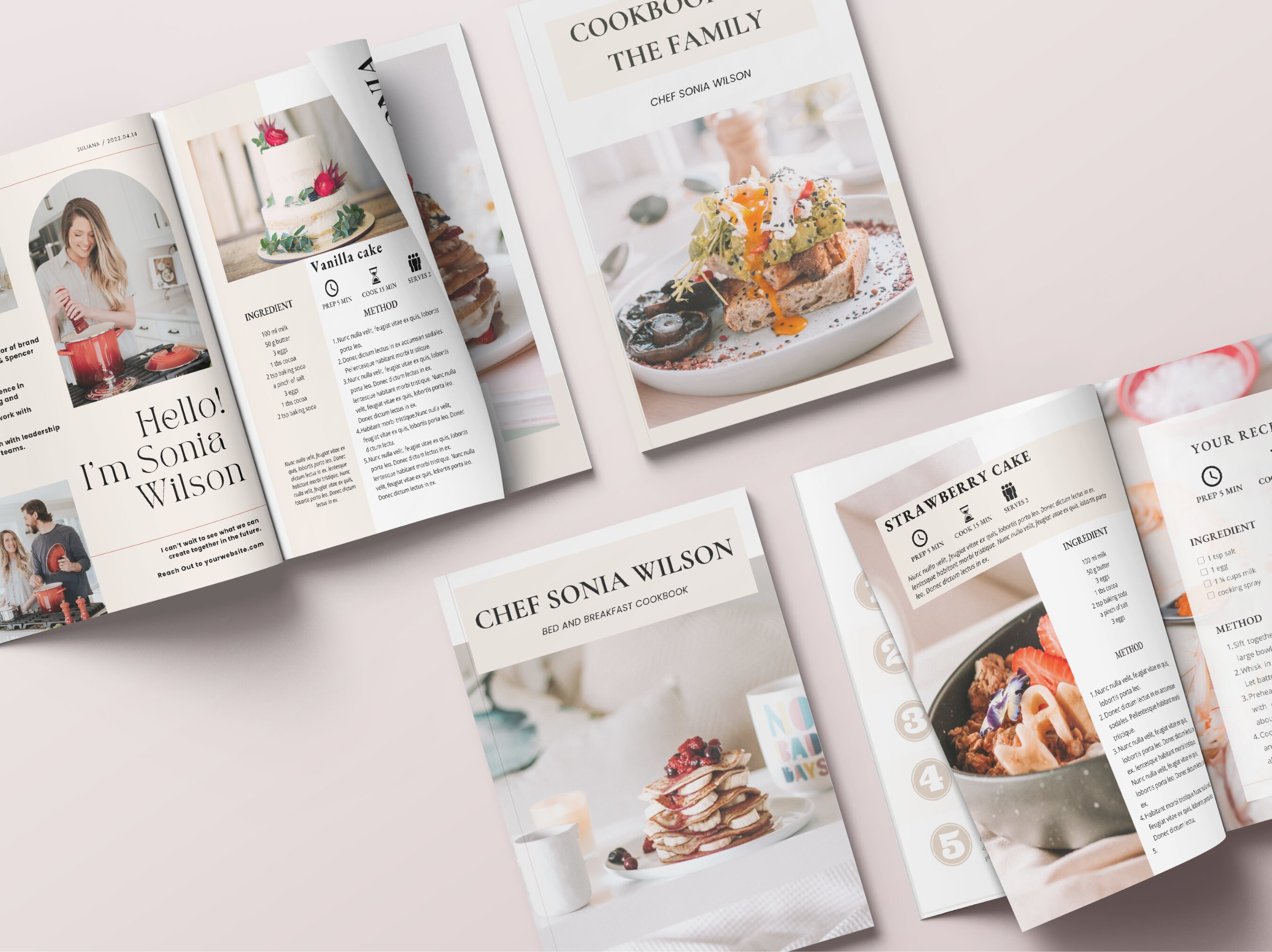 Cookbook Template Recipe Book Template Editable Canva Ebook Recipe Card ...