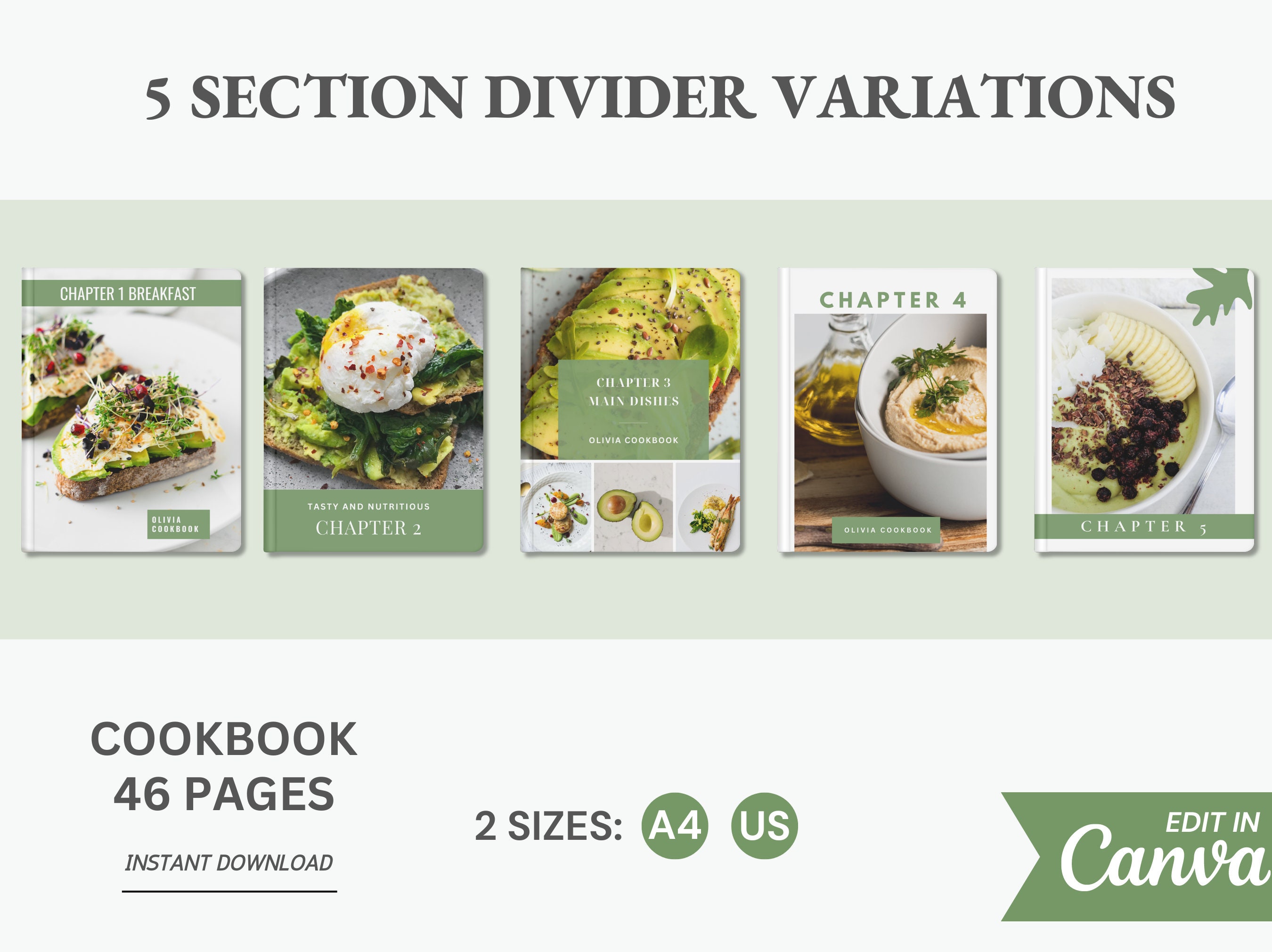 Cookbook Template Recipe Book Template Editable Canva Ebook Recipe Card ...