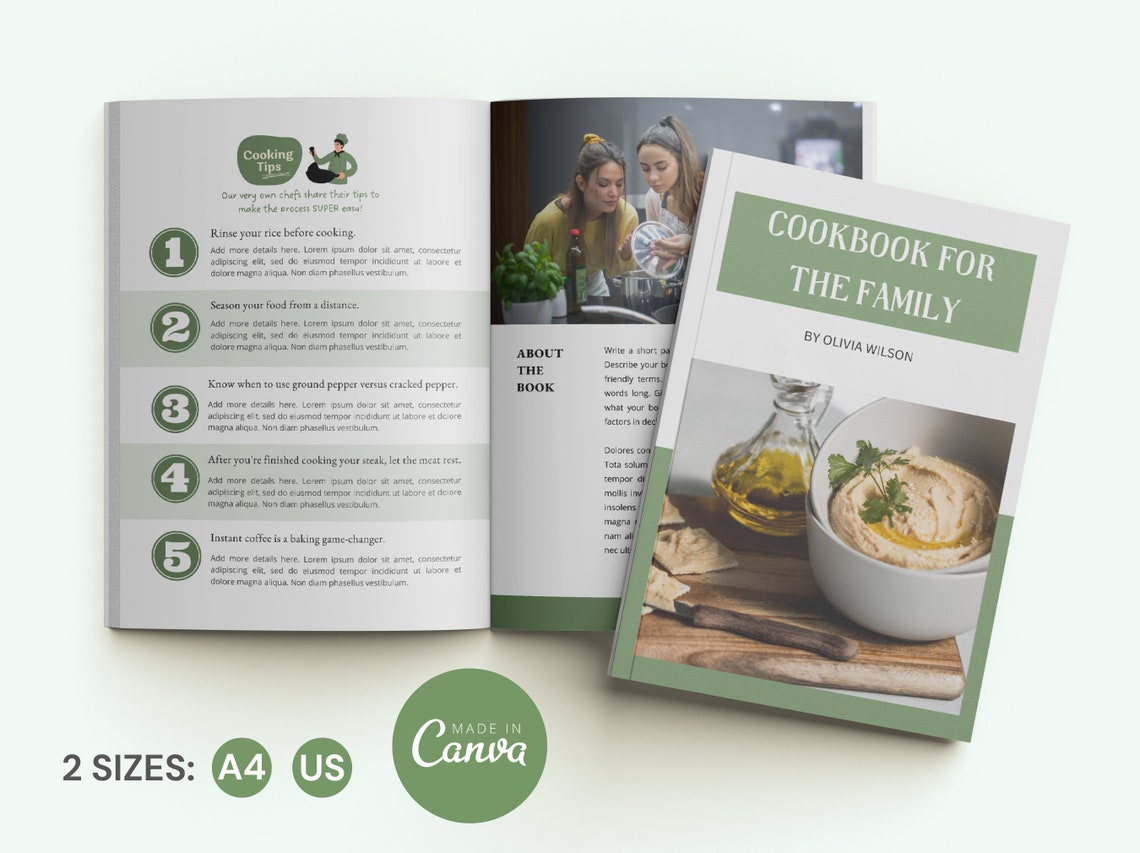 Cookbook Template Recipe Book Template Editable Canva Ebook Recipe Card ...