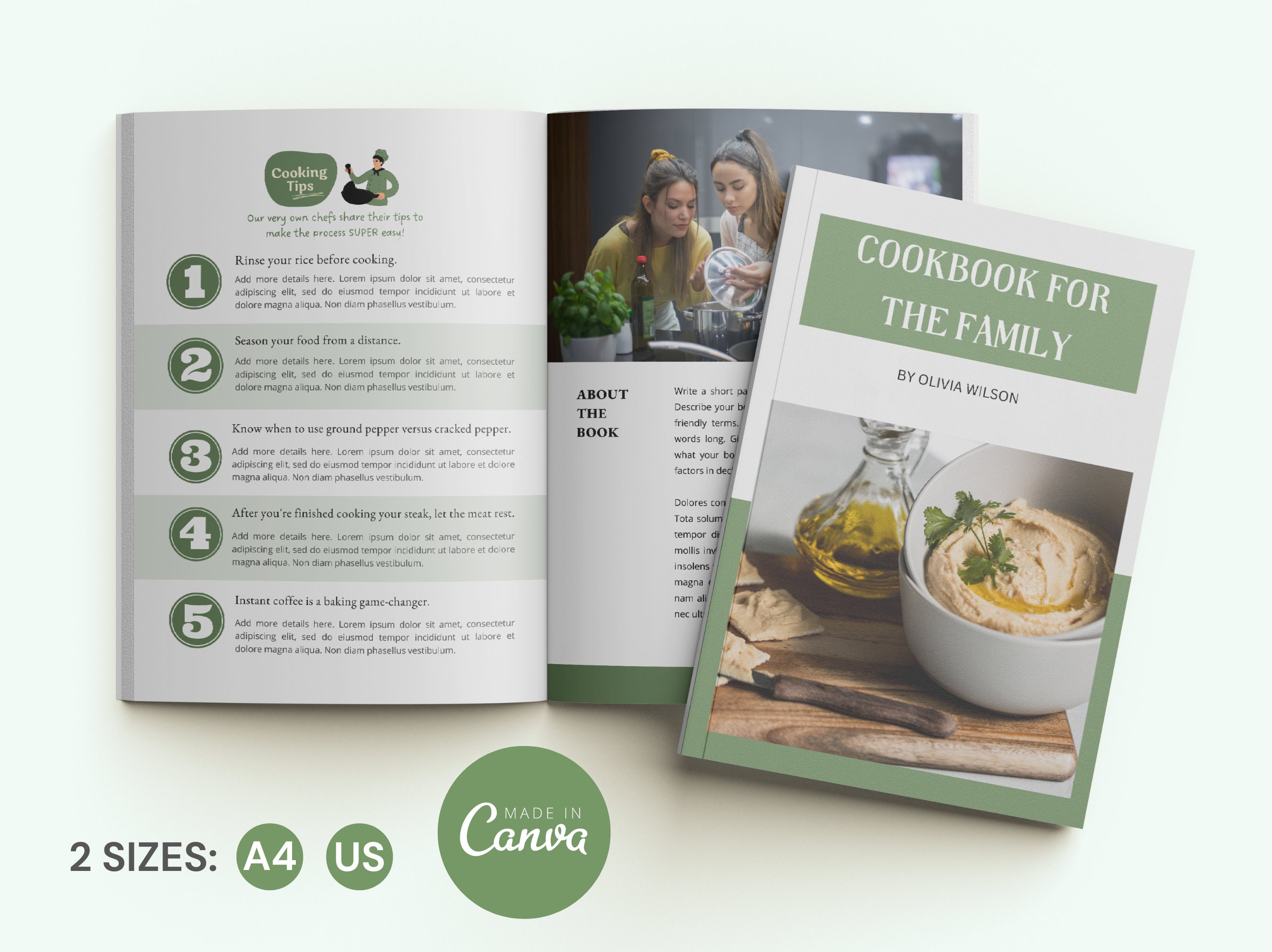 Cookbook Template Recipe Book Template Editable Canva Ebook Recipe Card ...