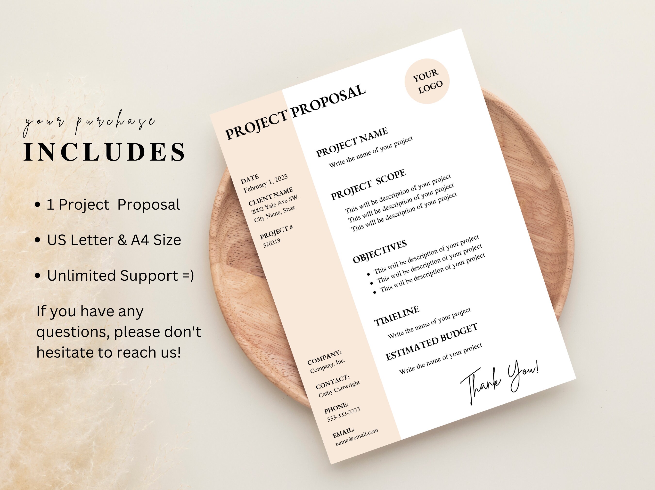 Project Proposal Minimal 1 Page Simple Project Proposal Template Basic ...