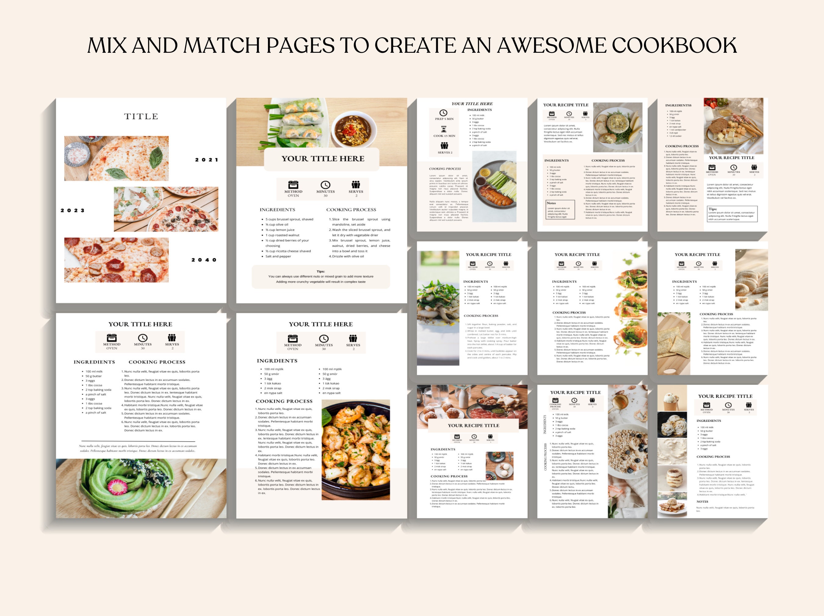 Kookboek sjabloon Receptenboek sjabloon Bewerkbaar Canva - Etsy Nederland