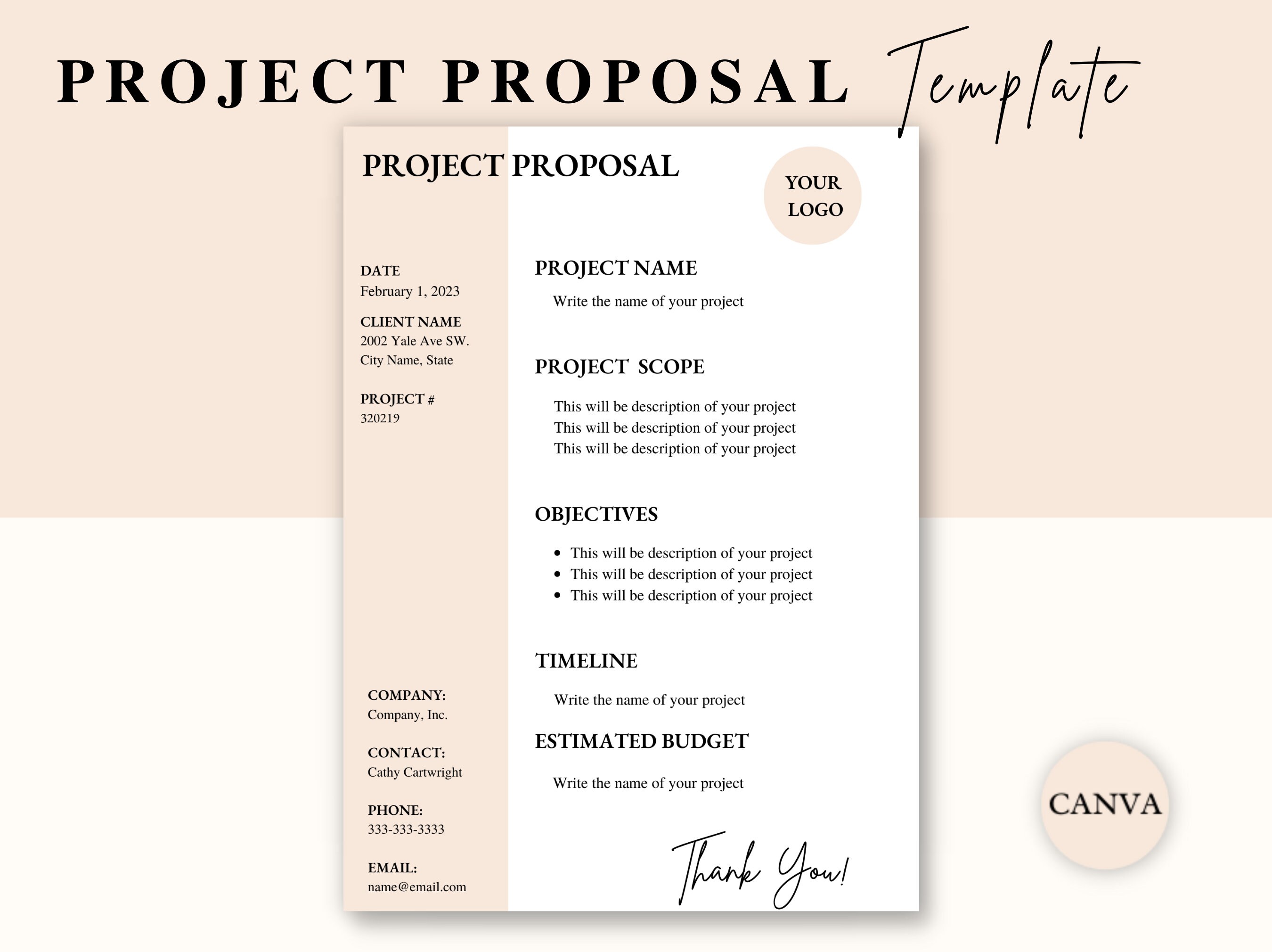Project Proposal Minimal 1 Page Simple Project Proposal Template Basic ...