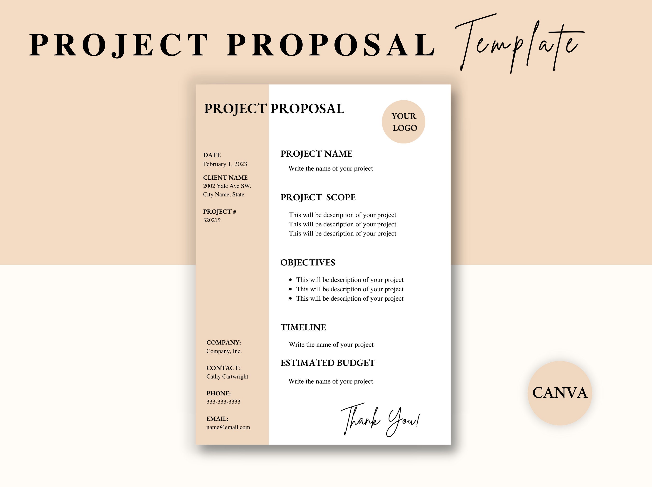 Project Proposal Minimal 1 Page Simple Project Proposal Template Basic ...