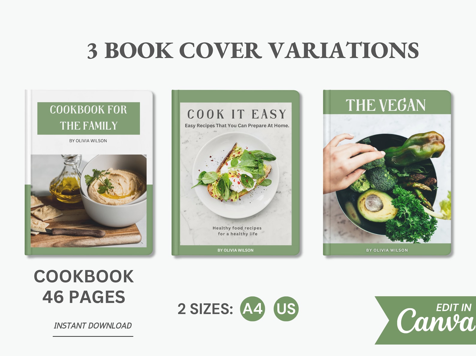 Cookbook Template Recipe Book Template Editable Canva Ebook Recipe Card ...