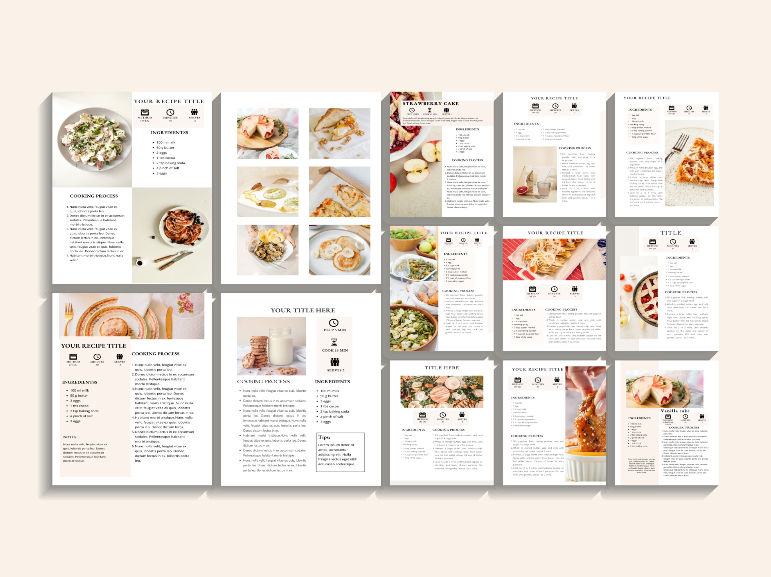 Kookboek sjabloon Receptenboek sjabloon Bewerkbaar Canva - Etsy Nederland