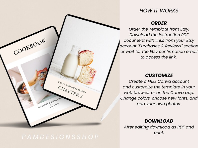 Cookbook Template Recipe Book Template Editable Canva Ebook Recipe Card ...