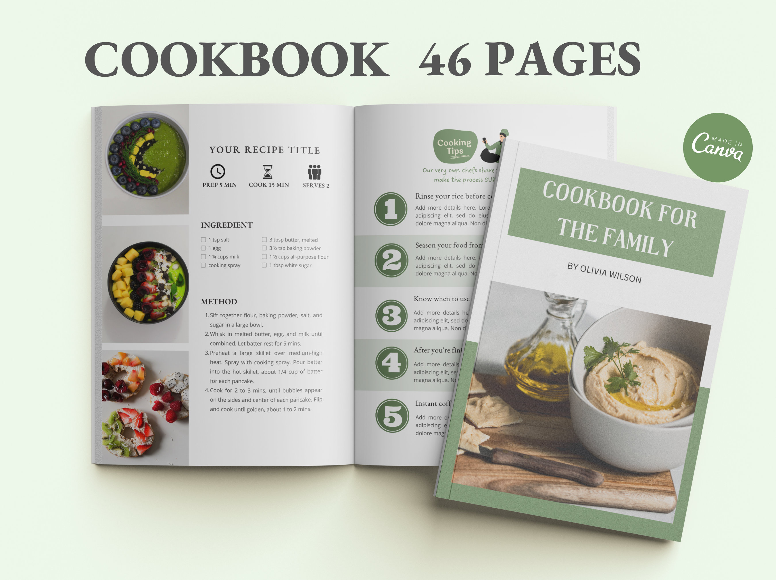 Cookbook Template Recipe Book Template Editable Canva Ebook Recipe Card ...