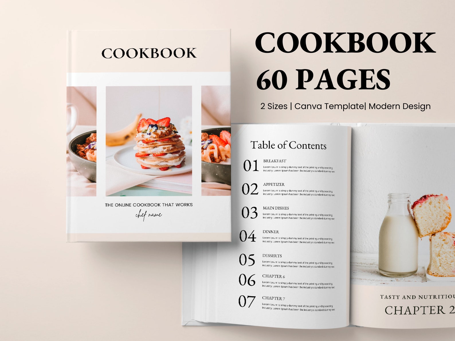 Cookbook Template Recipe Book Template Editable Canva Ebook Recipe Card ...