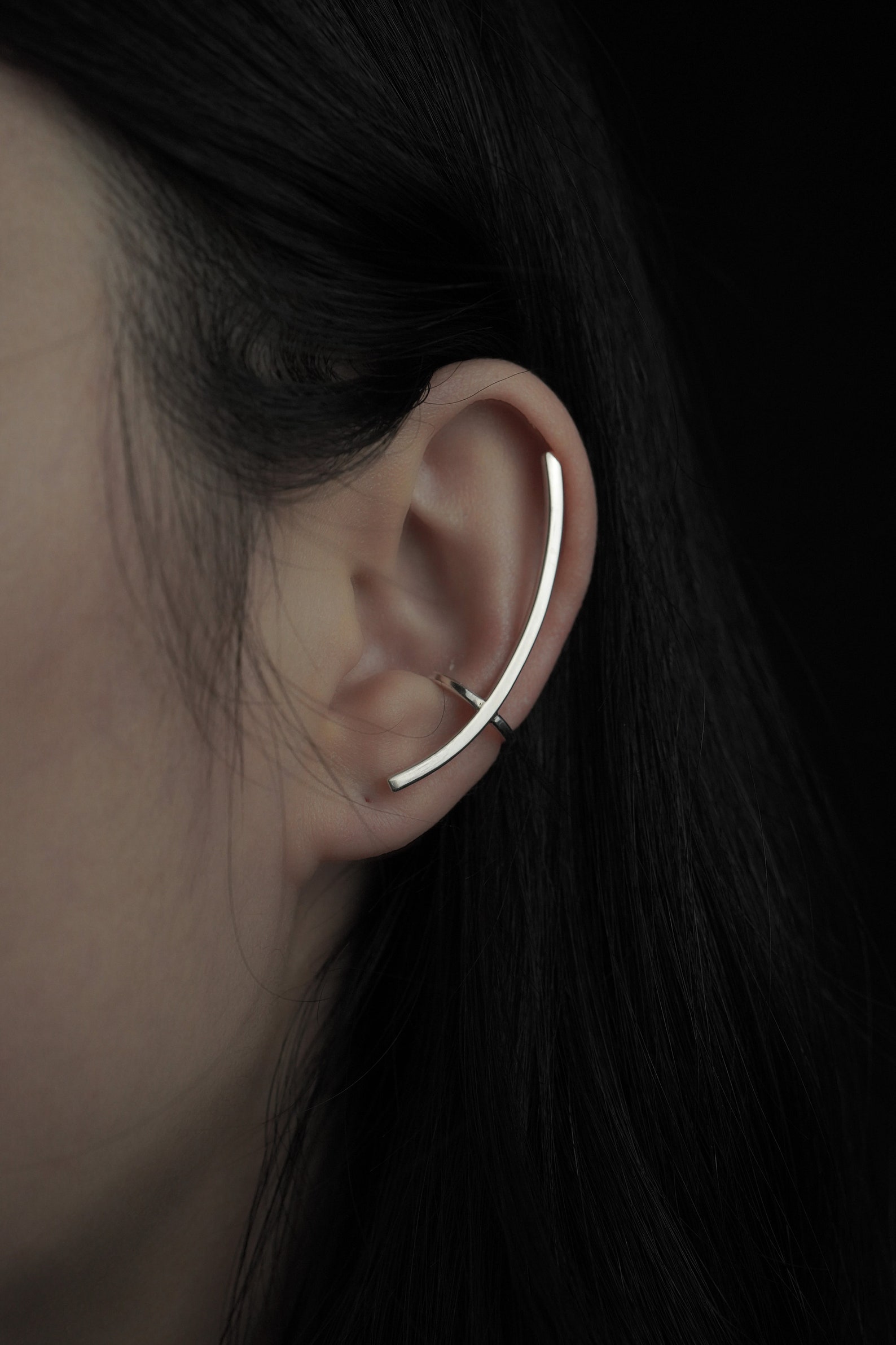 Bar Minimalist Silver Earcuff No Piercing Cuff Sterling - Etsy