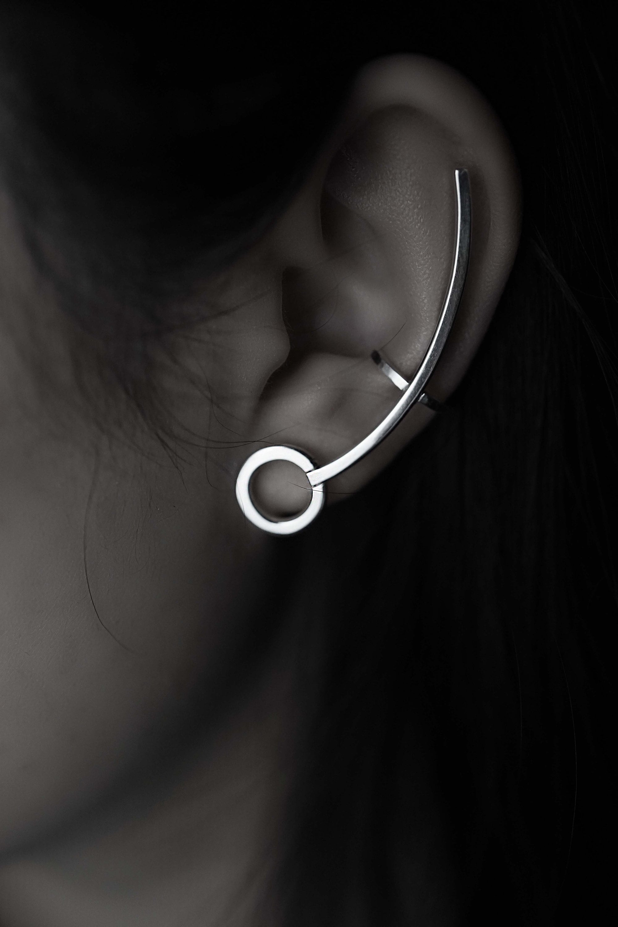 Round Minimalist Silver Earcuff | No Piercing Cuff | Sterling Silver ...