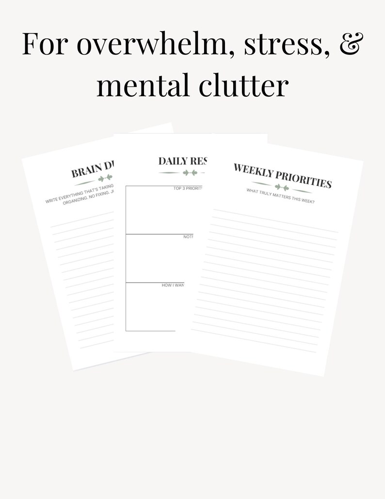 Mental Reset Planner, Printable and Digital, Undated Calm Productivity ...