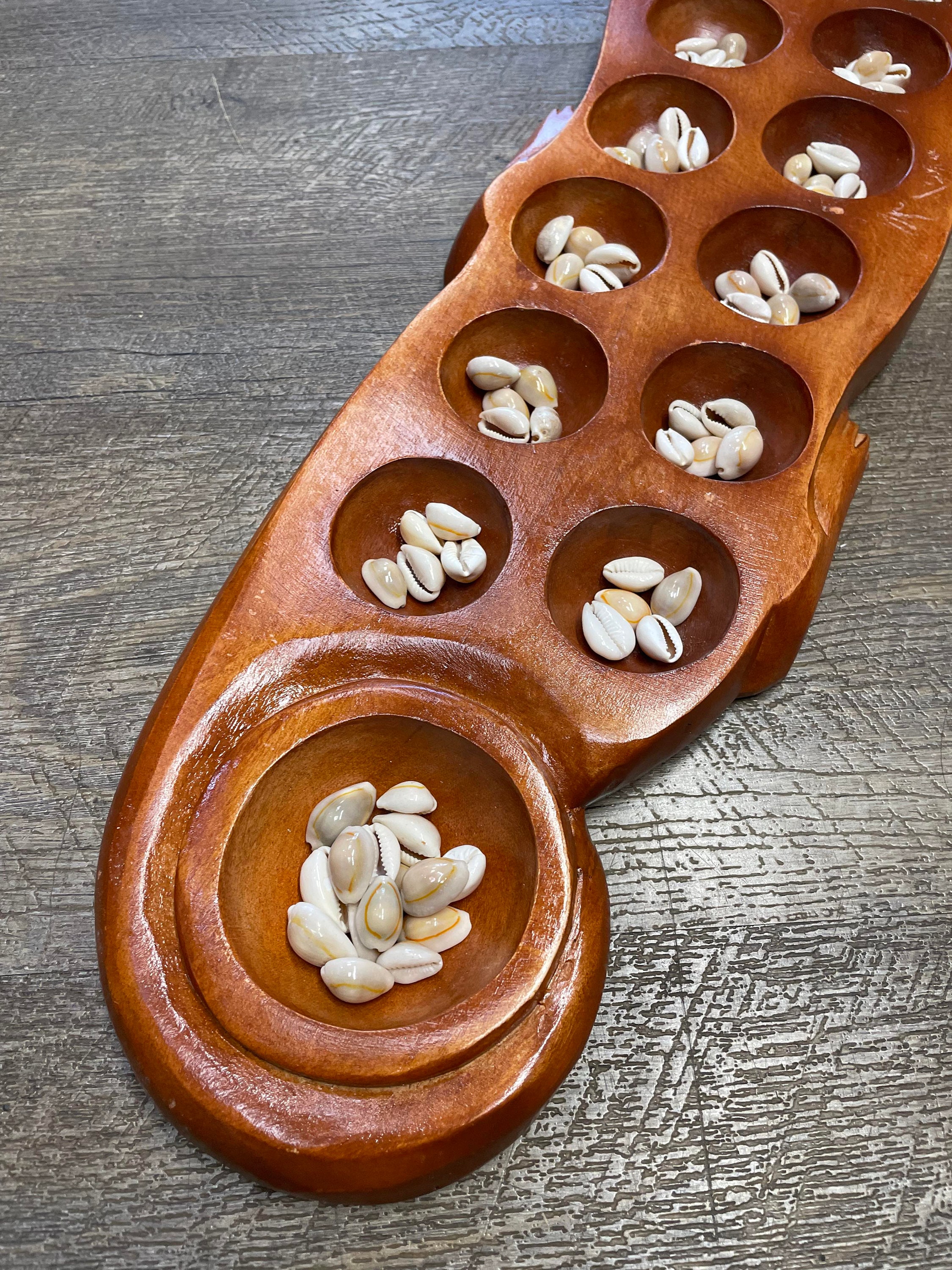 Sungka Mancala Philippine Carved Wood Board Game With Shells 27 Long ...