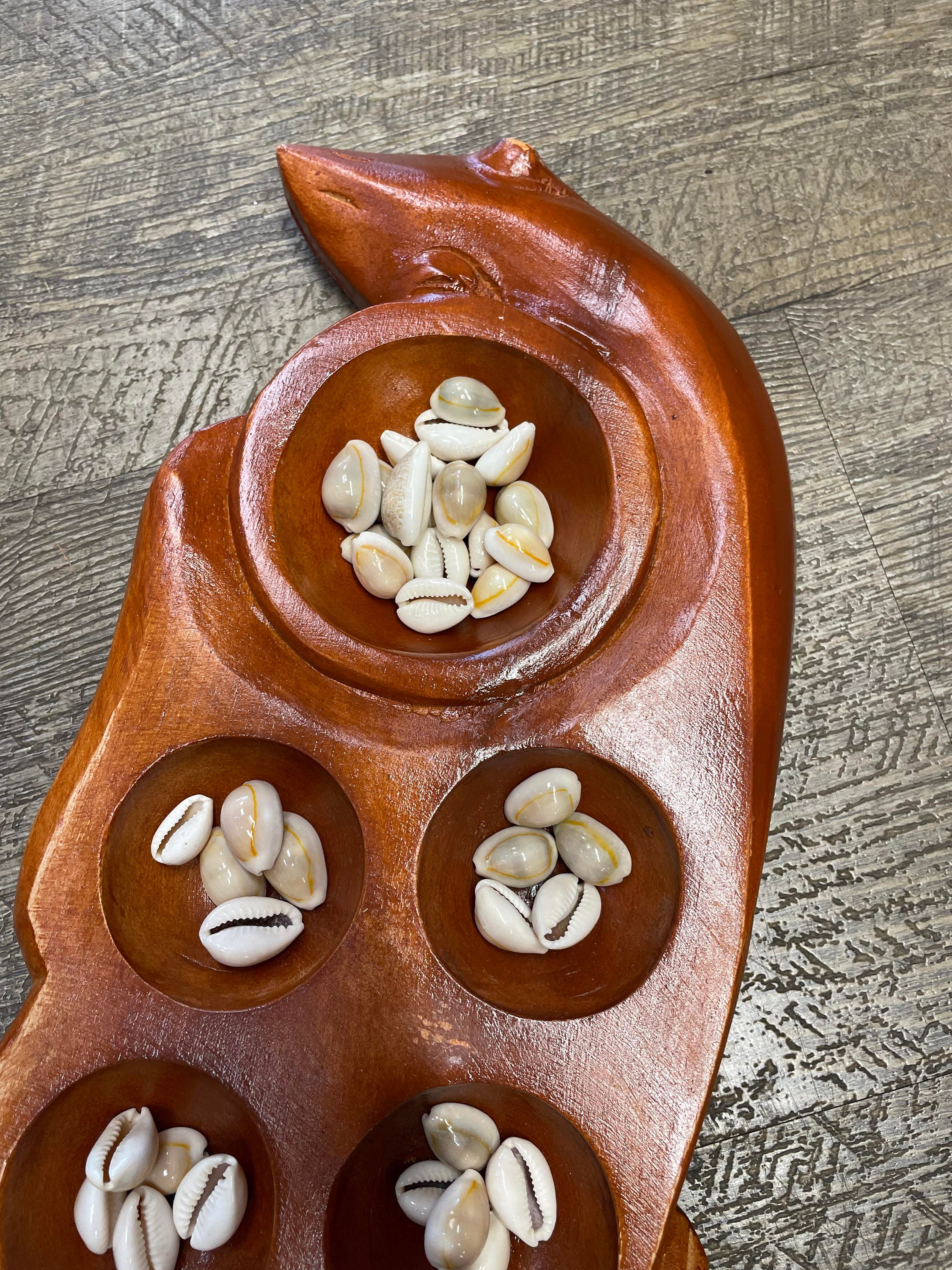 Sungka Mancala Philippine Carved Wood Board Game With Shells 27 Long ...