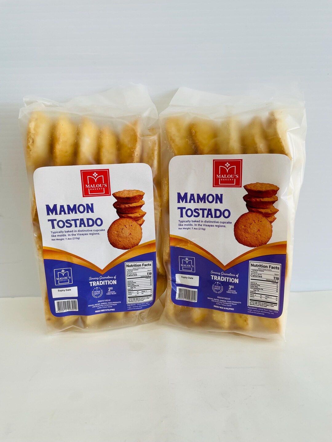 Malou's Bakery Mamon Tostado ( Toasted Cupcake ) Philippines X 2 Bags ...