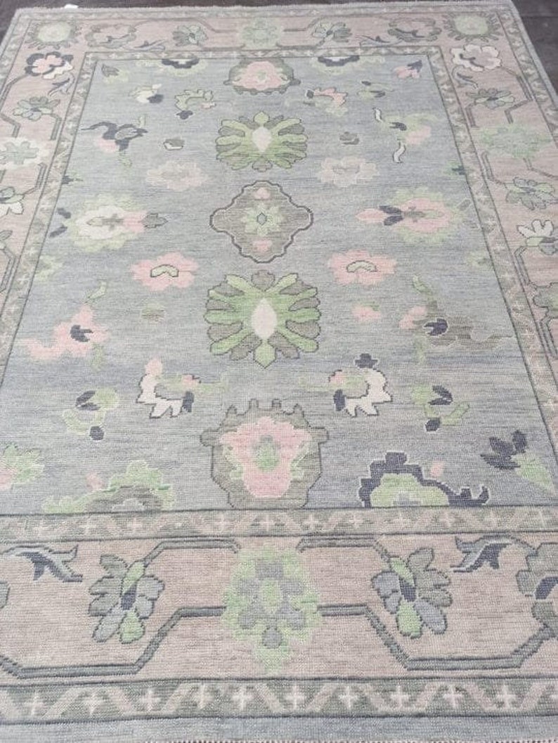Oushak Rug Hand Knotted 8x10, 9x12, 10x14, Wool Traditional Blue and ...
