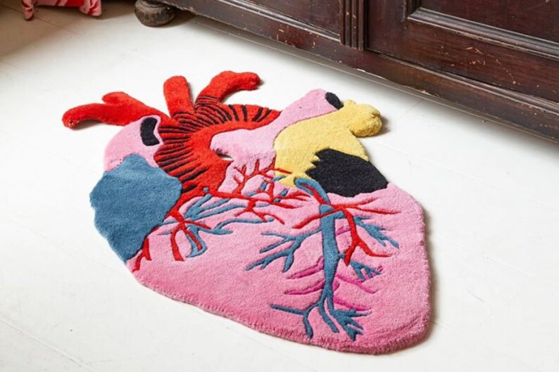 Heart Shape Hand Tufted Rug Alternative High Low Pile Hand Tuft Rug ...