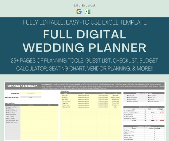 Full Wedding Planning Template - Etsy