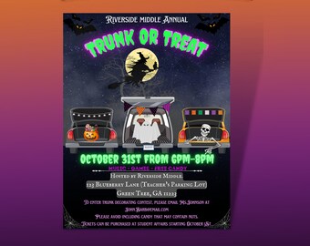 EDITABLE Halloween Trunk or Treat Flyer Template 8.5x11 - Etsy