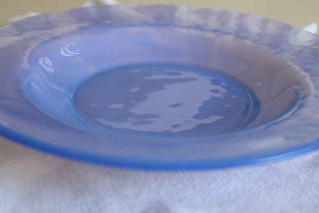 Effetre Murano Italy Opalescent Translucent Blue Glass 10” Dinner Plate ...