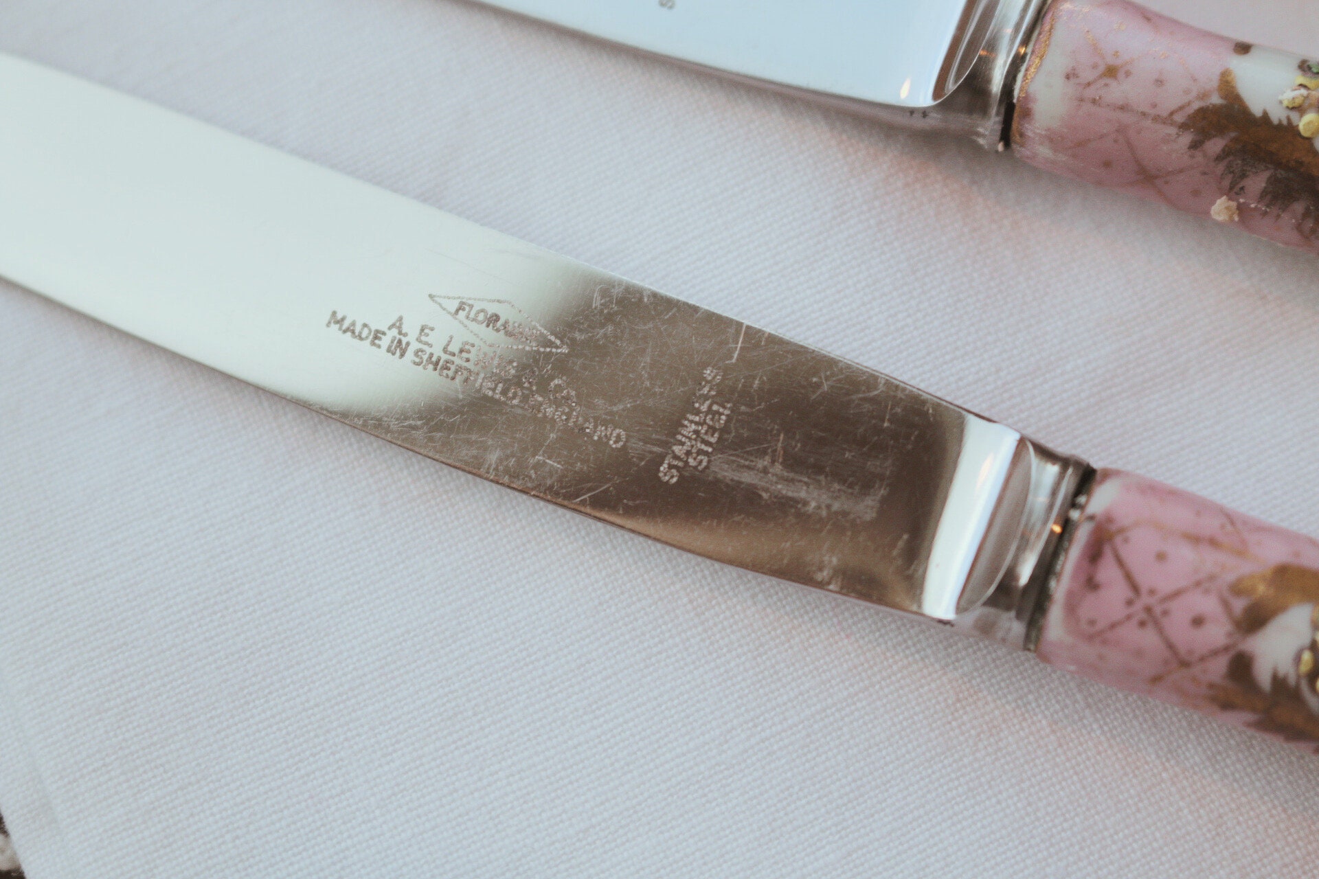 Set of 6 Stunning Vintage Sheffield A.E Lewis Floraine Pattern Knives ...