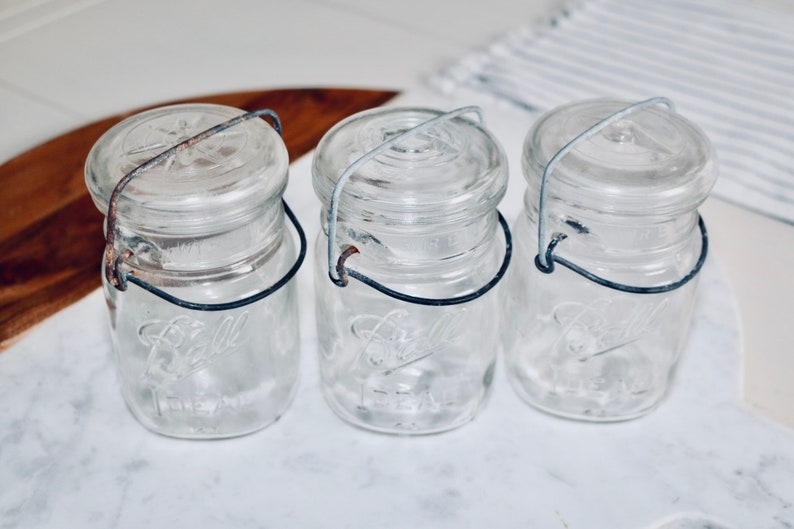 Vintage Ball Ideal Glass Canning Jar Glass Lid Wire Bail Pint - Etsy