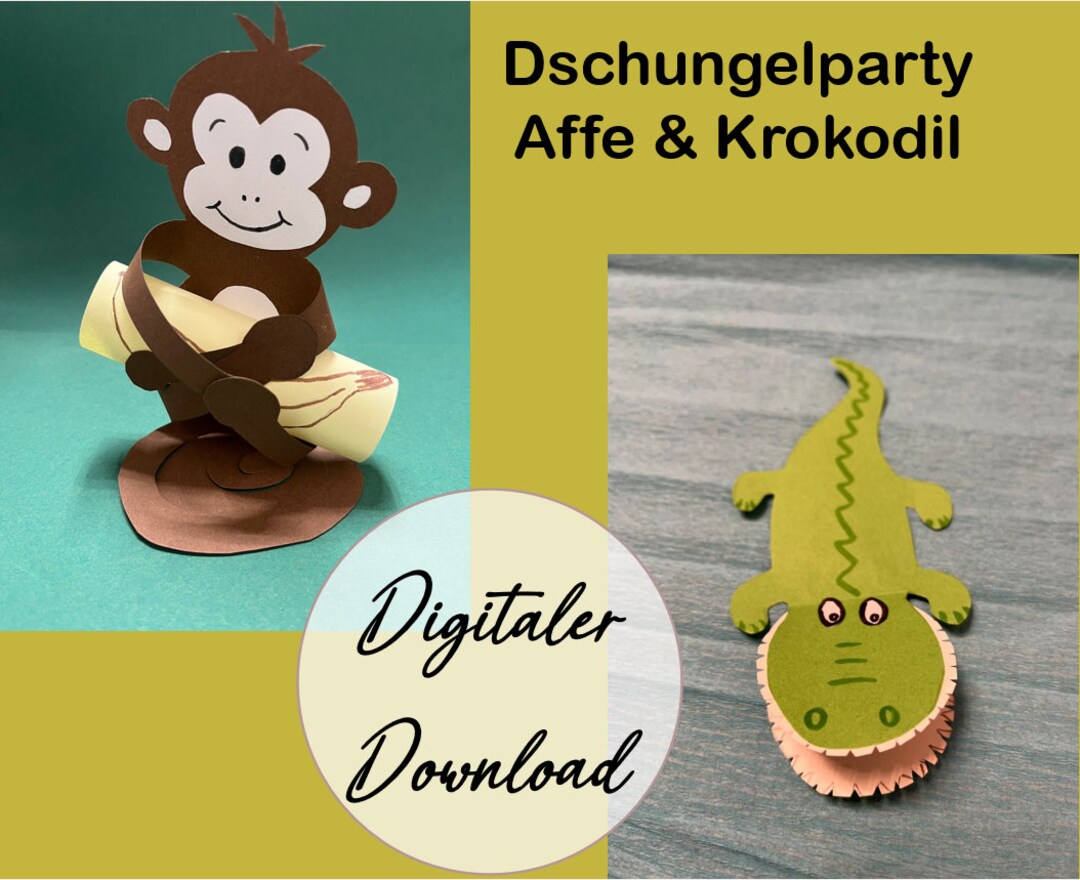 Jungle Party Invitation Set Monkey Plus Crocodile - Etsy