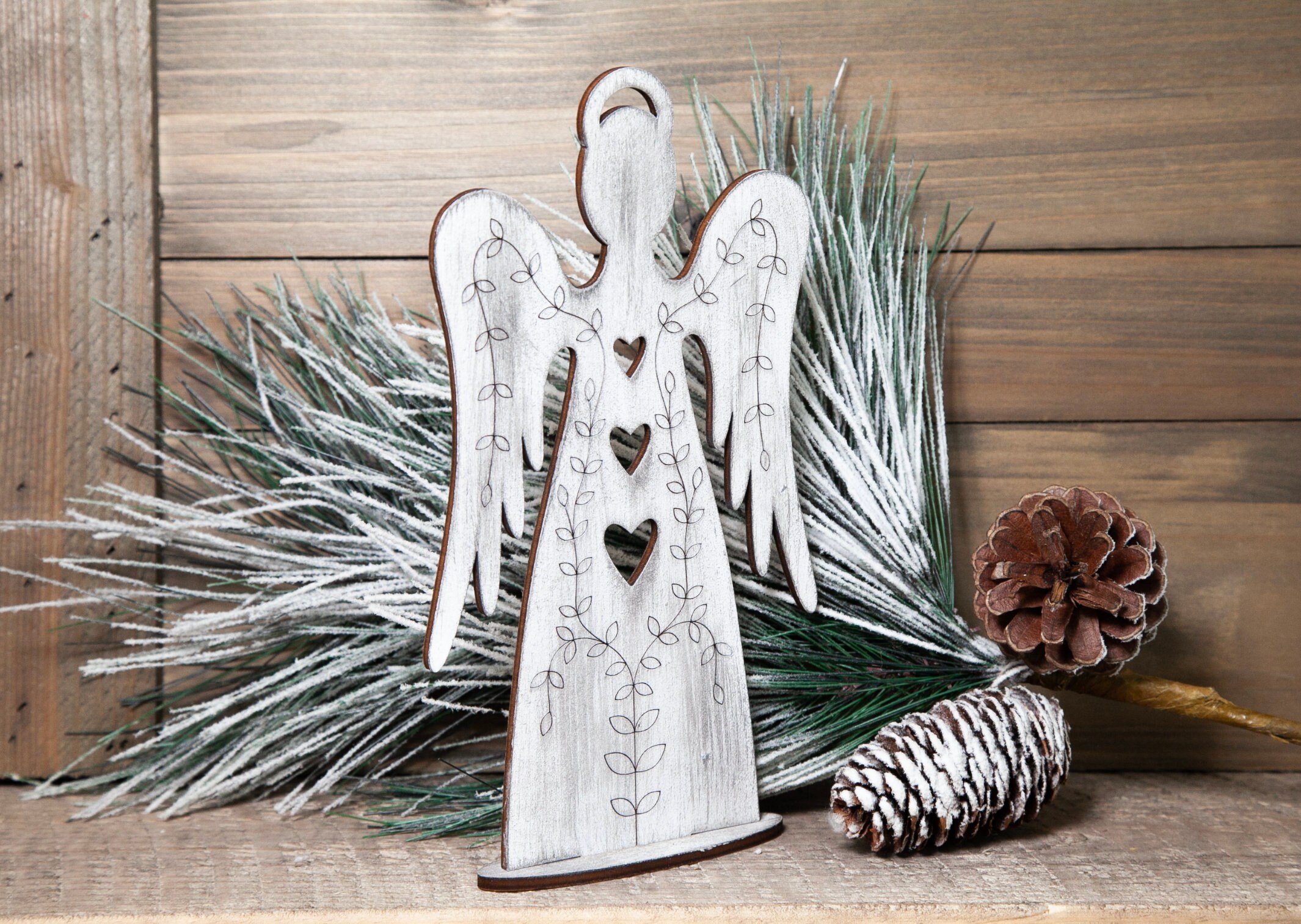 Handmade Rustic Wooden Angel: Farmhouse Christmas Decor - Etsy