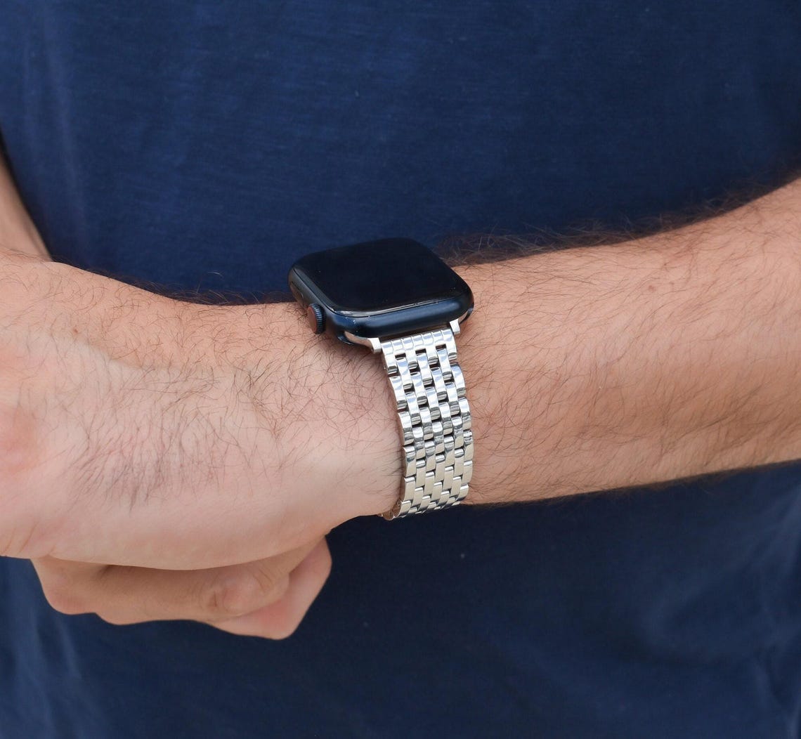 Gold - Silver Man Watch Band Strap WATERPROOF Watch Band Iwatch 10 9/8 ...