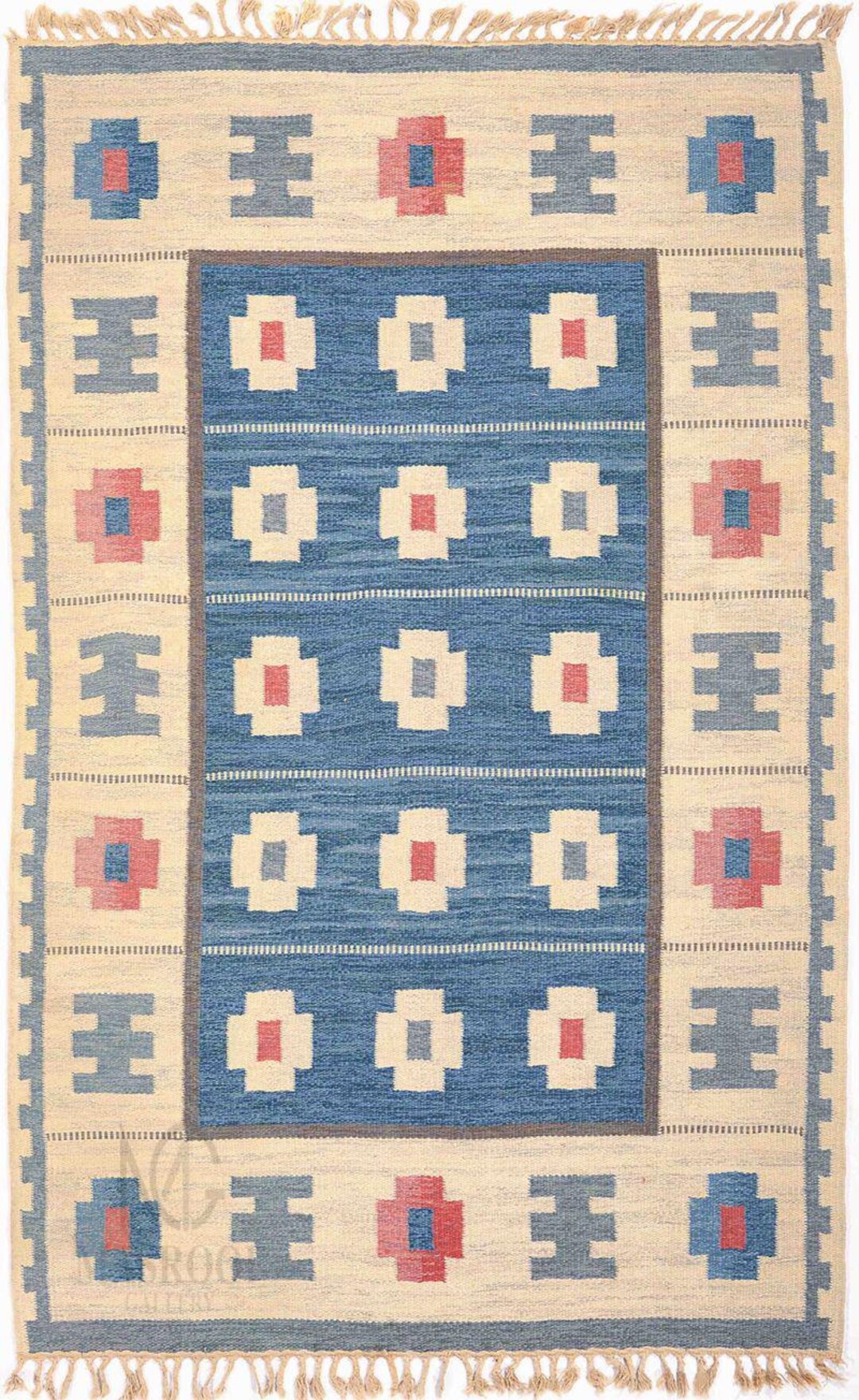 9x12 Blue Shooting Star Modern Handmade Cotton Area Rug| Indian Dhurrie ...