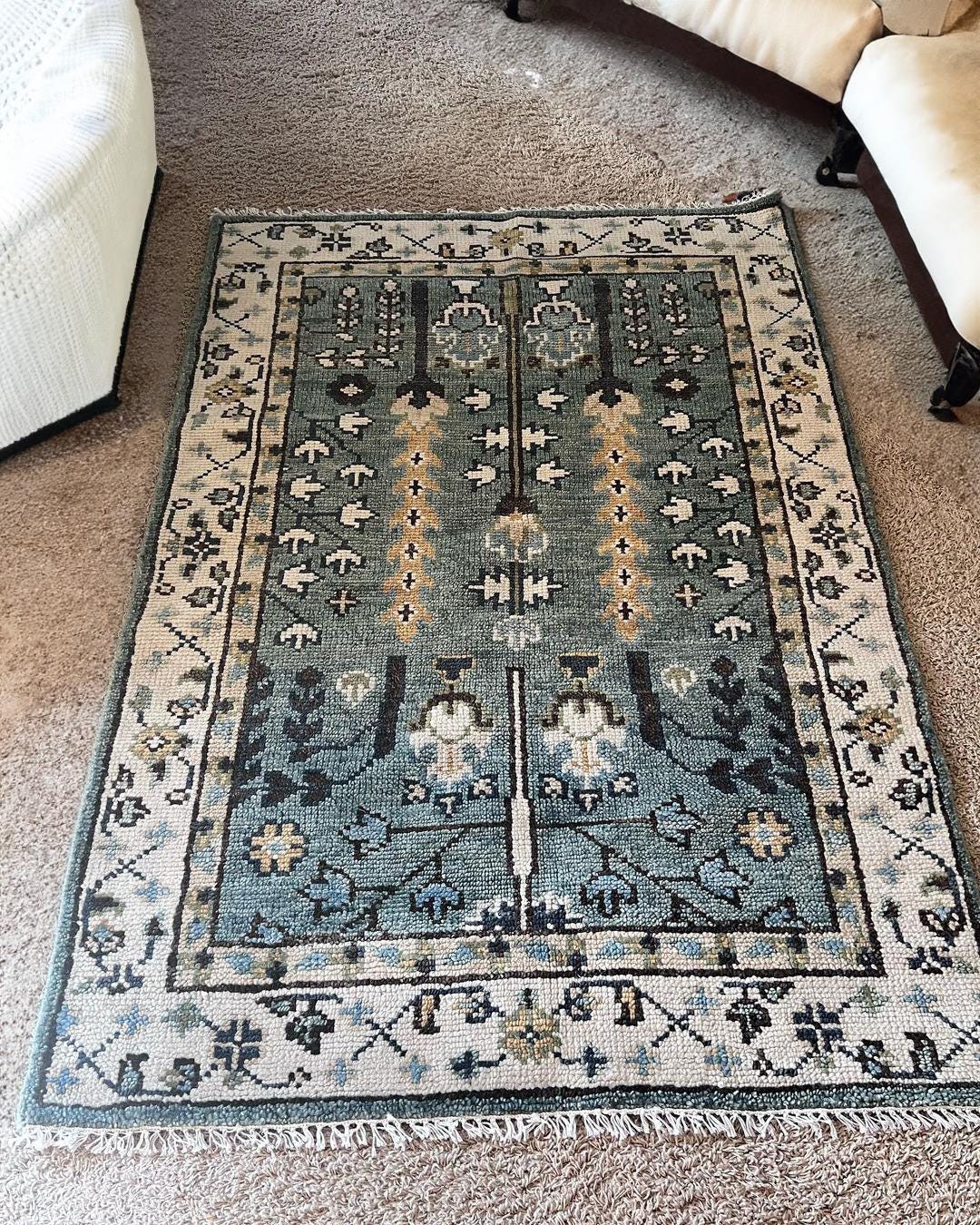 Gray Modern Designer Oushak Rug for Living Room , Customize Hand ...