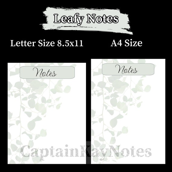 Leafy Notes PDF & Printable College Digital Notes - Etsy