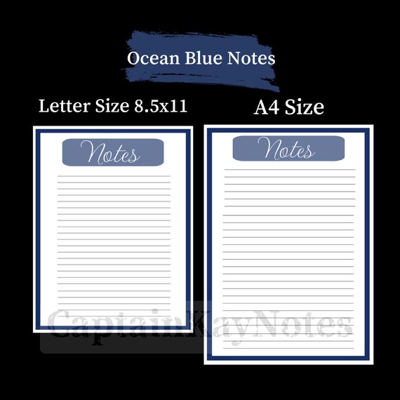 Ocean Blue Notes PDF & Printable College Digital Notes - Etsy