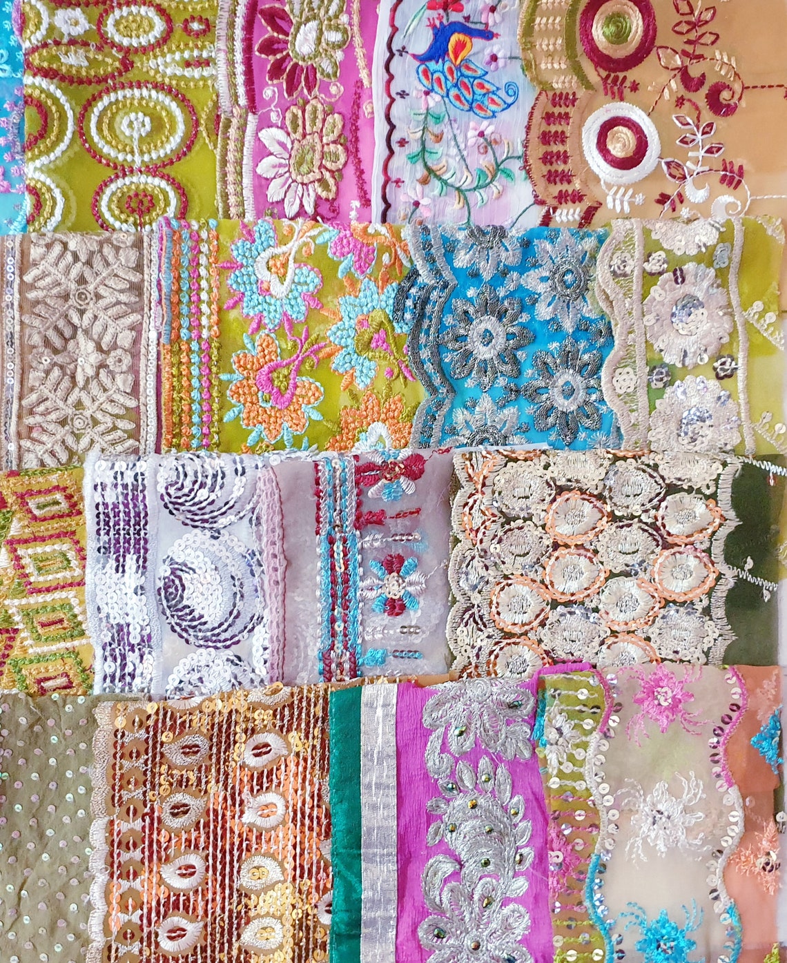 Embroidered Borders Lace Trim Ribbon Lot Indian 20 Pieces Sewing Craft ...