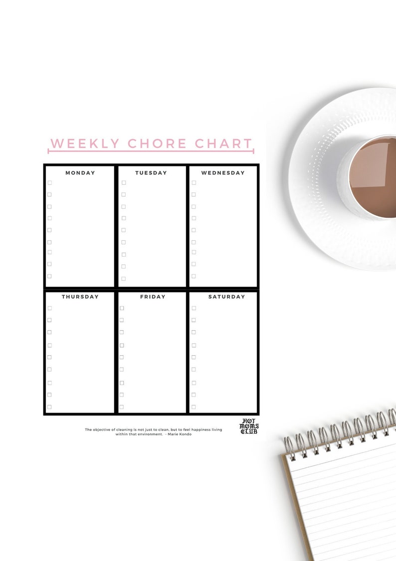 Printable Weekly Chore Cleaning Chart | Downloadable Chore Chart ...