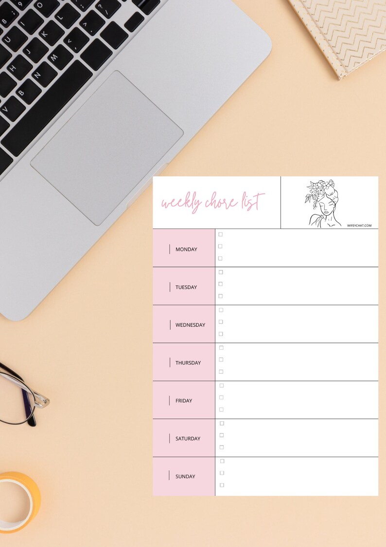 Printable Weekly Chore Cleaning Chart | Downloadable Chore Chart ...