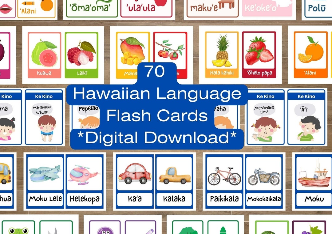 ʻŌlelo Hawaiʻi Educational Flash Cards *PDF Download*, Hawaiian ...