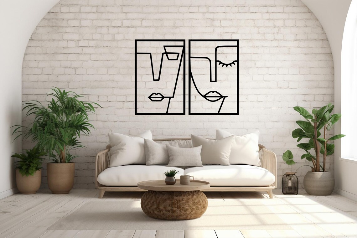 Abstract Faces Art Wall Decor, Metal Wall Art, Birthday Gift, Office ...