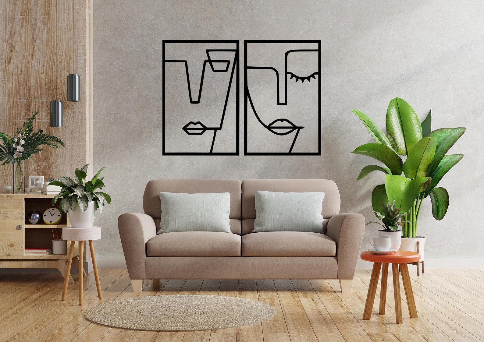 Abstract Faces Art Wall Decor, Metal Wall Art, Birthday Gift, Office ...