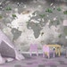Children's World Map With Cute Animals on a Gray Background, World Map ...
