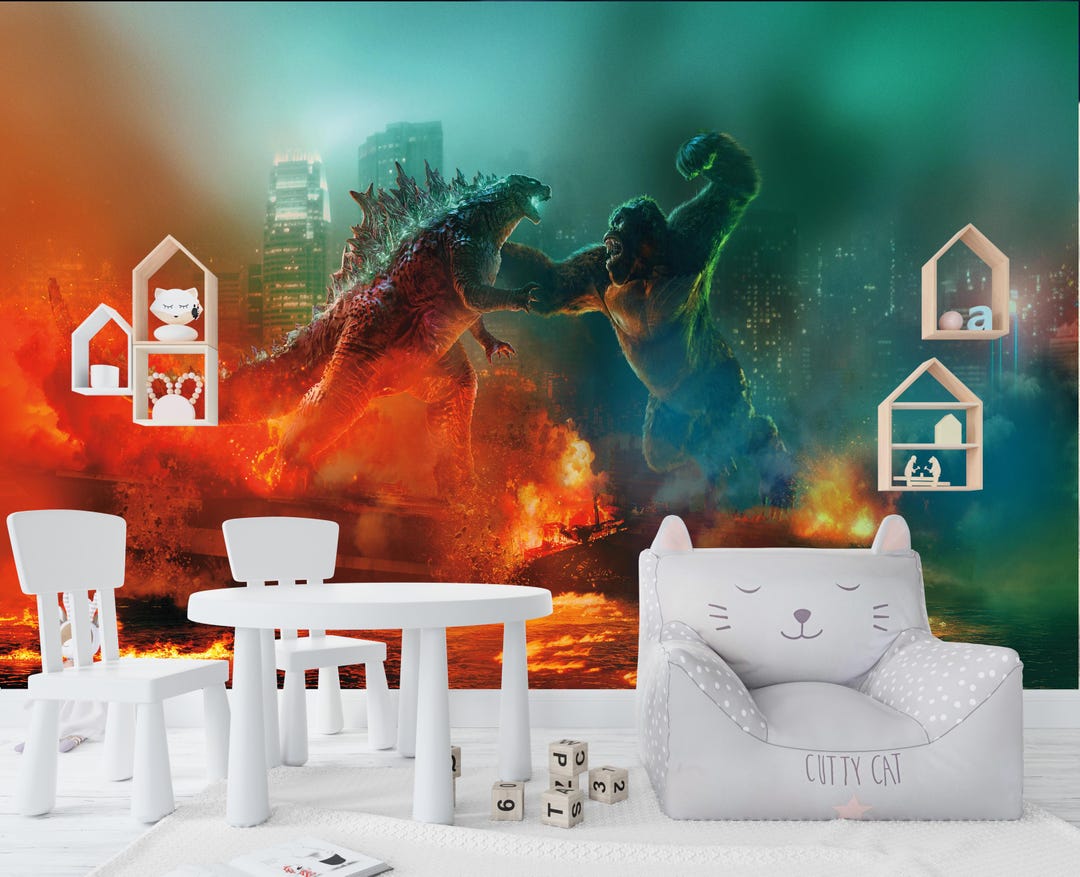 Godzilla Wall Decal Kong Wall Sticker Monster Wall Mural Kaiju Wall Art ...