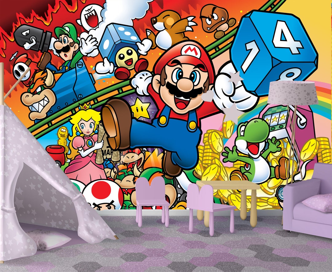 Super Mario Wallpaper Mural / Removable Traditional Peel Stick - Etsy