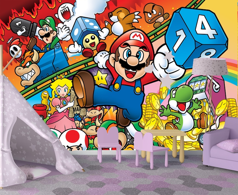 Super Mario Wallpaper Mural / Removable Traditional Peel Stick - Etsy