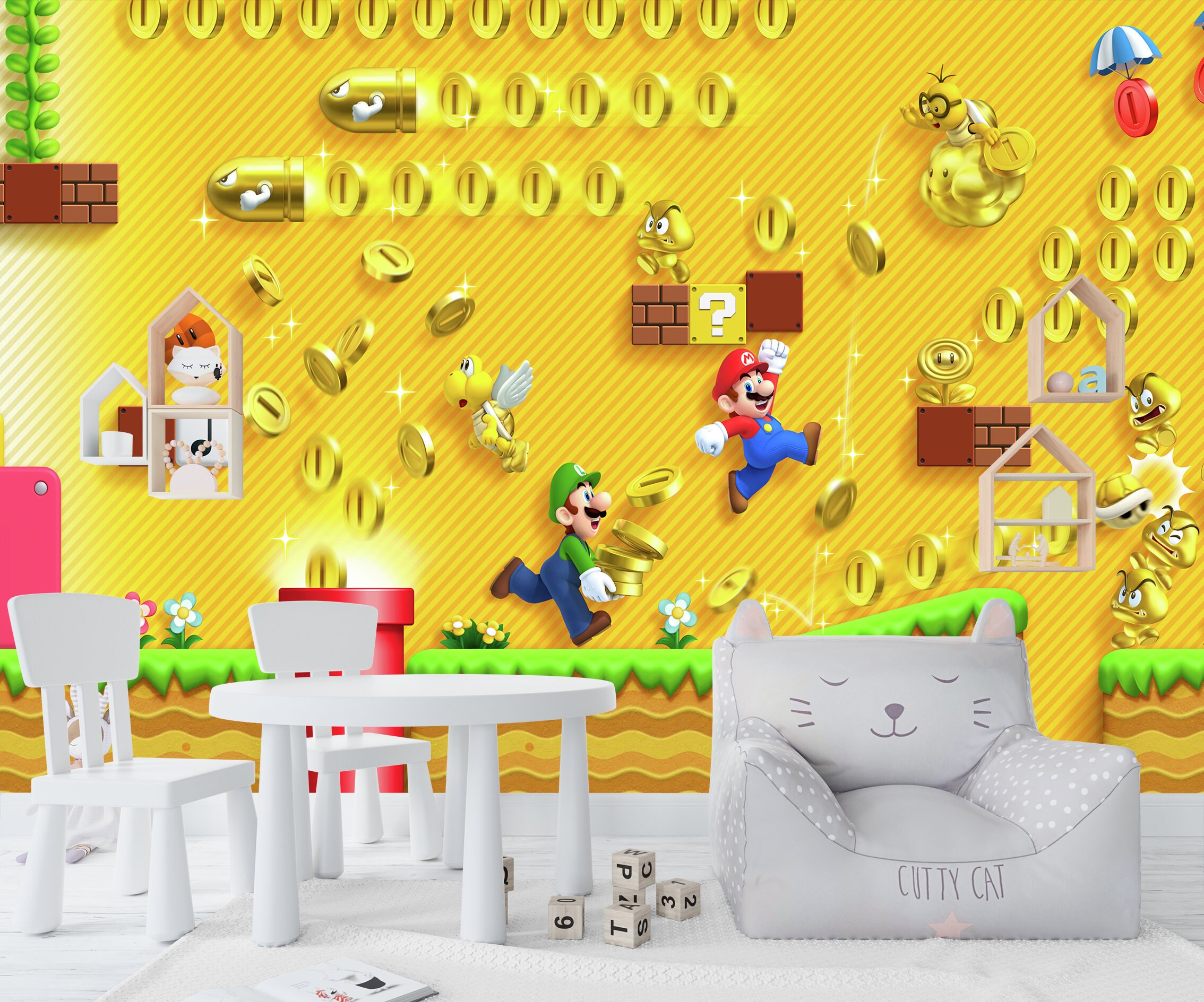 Super Mario Wallpaper Mural / Removable Traditional Peel Stick - Etsy