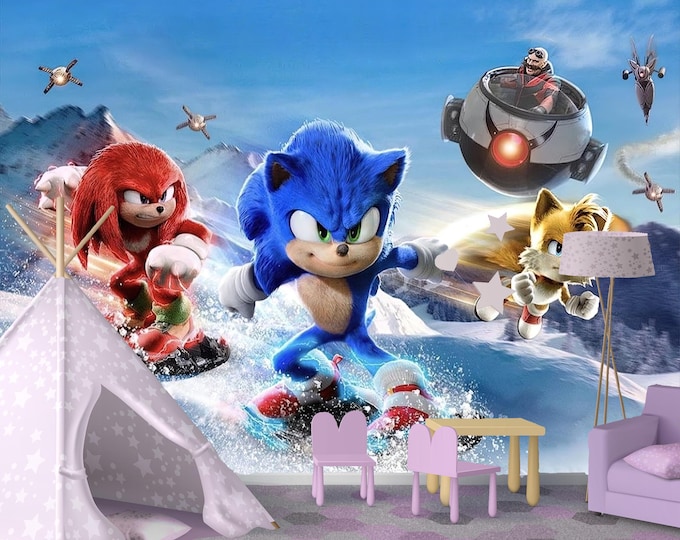 Sonic and Friends 3D Wall Sticker Mural Decal 3D Smash Vinyl Room Kids ...