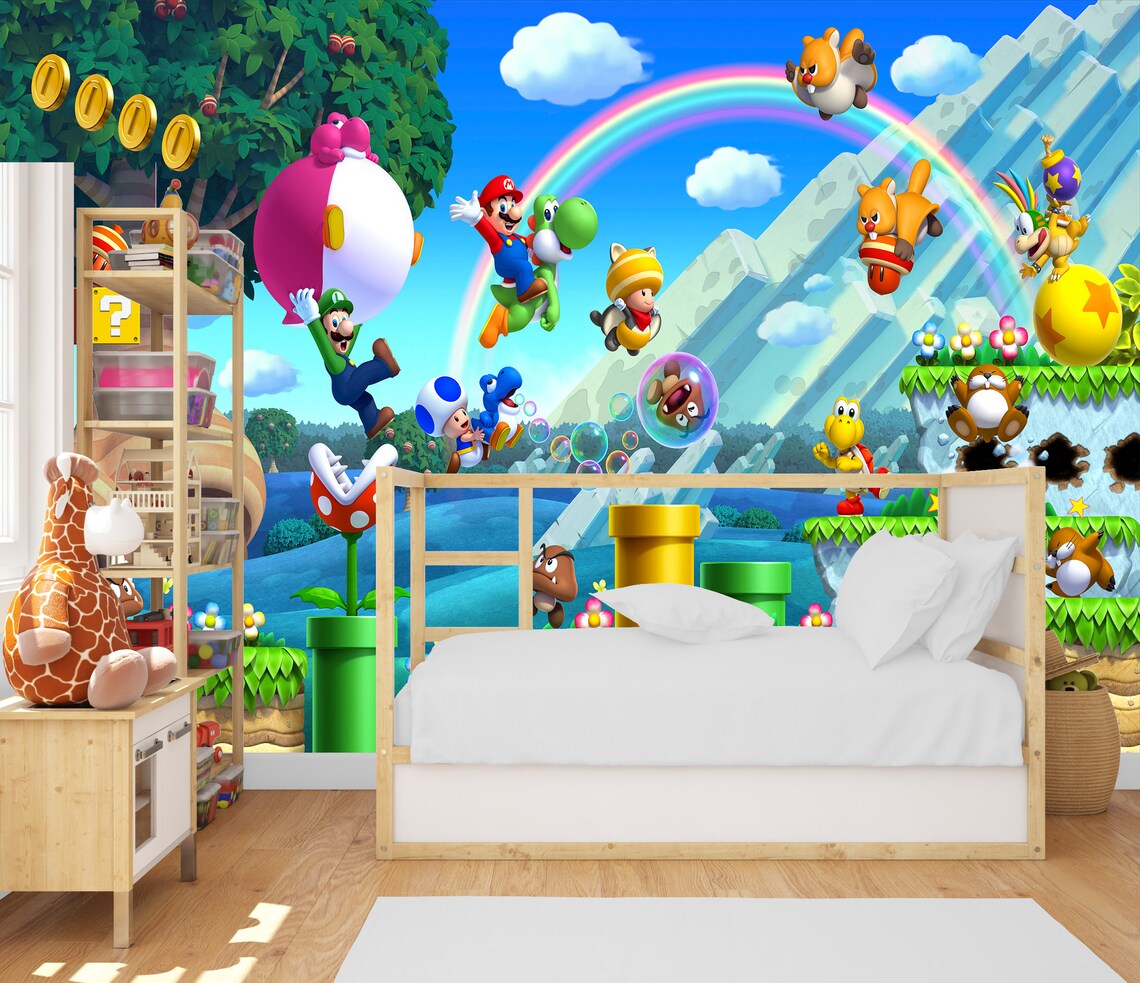 Mario Games Wall Mural: Peel and Stick Removable Wallpaper - Etsy