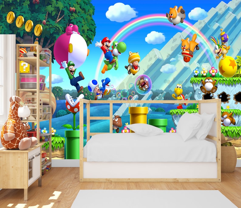 Mario Games Wall Mural: Peel and Stick Removable Wallpaper - Etsy