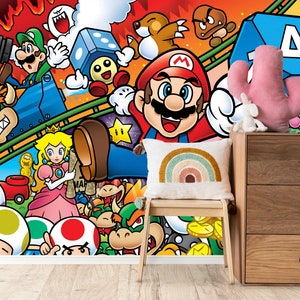 Super Mario Wallpaper Mural / Removable Traditional Peel Stick - Etsy