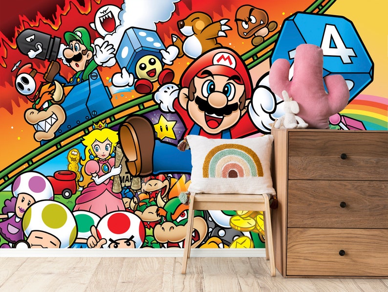 Super Mario Wallpaper Mural / Removable Traditional Peel Stick - Etsy